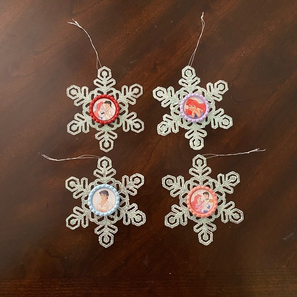 Handmade | Holiday | Ariel And Prince Eric Bottle Cap Snowflake ...